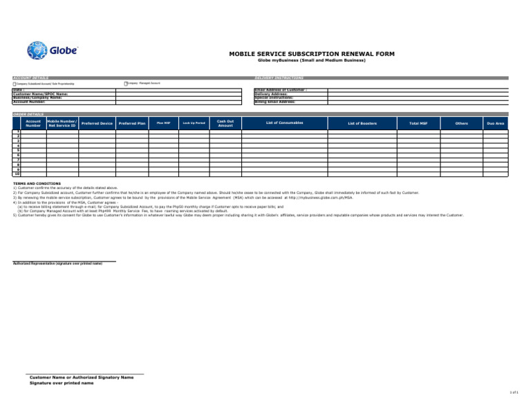 MSA Form | PDF | Business | Service Industries