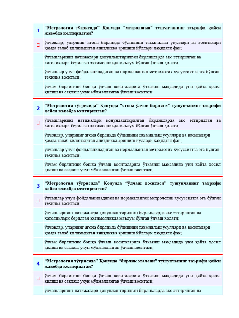 1-11 Ma'ruza Test MSS | PDF