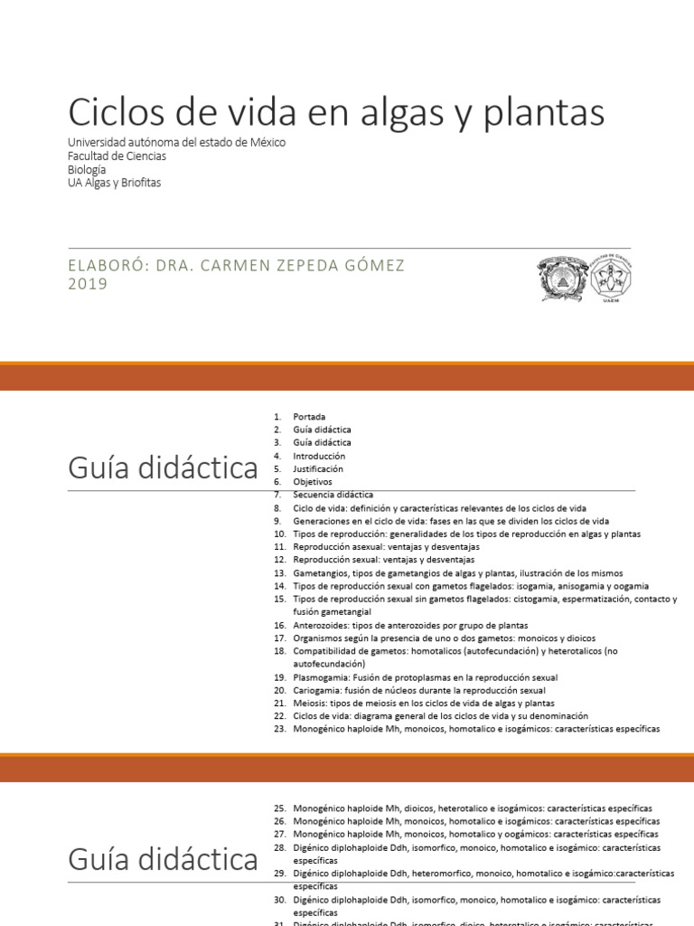 Anatomía Vegetal Presentacion Tipos de Reproduccion Algas | PDF | Mitosis | Reproducción sexual