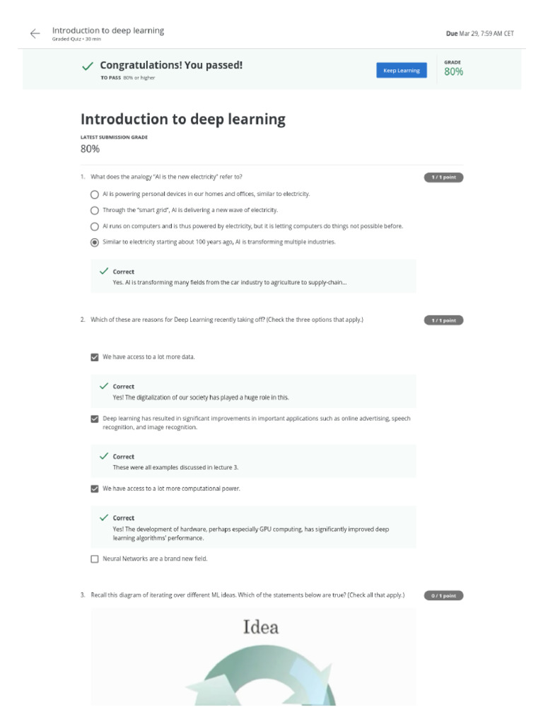 Neural Networks Deep Learning Quiz1 | PDF