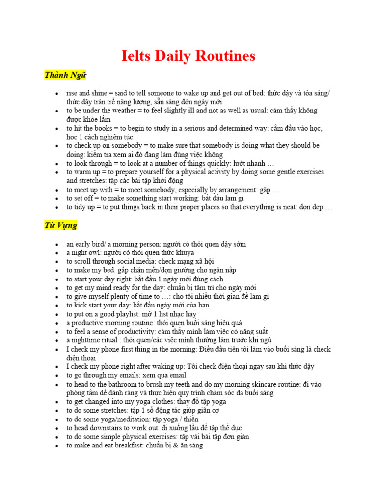 Daily Routines | PDF