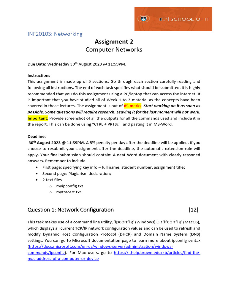 Networks Assignment 02 Pdf Computer Network Ip Address 