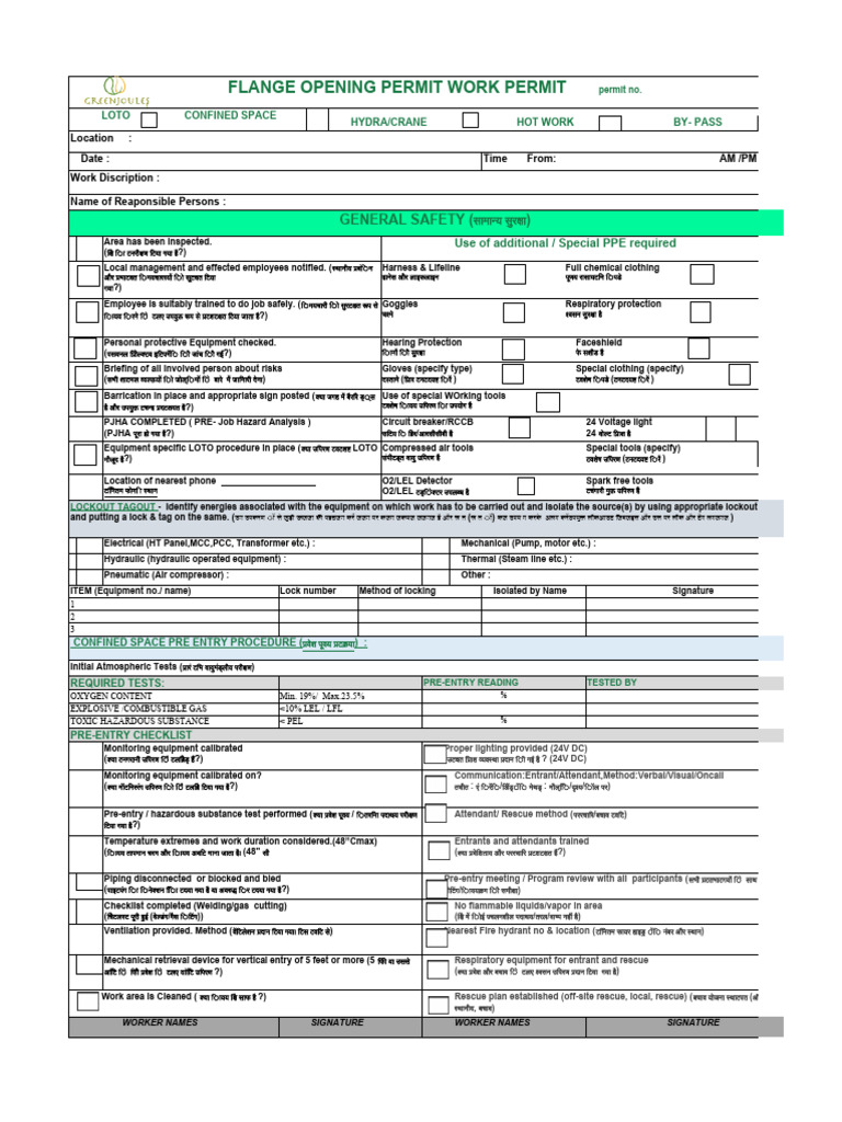 Flange Opening Work Permit... | PDF