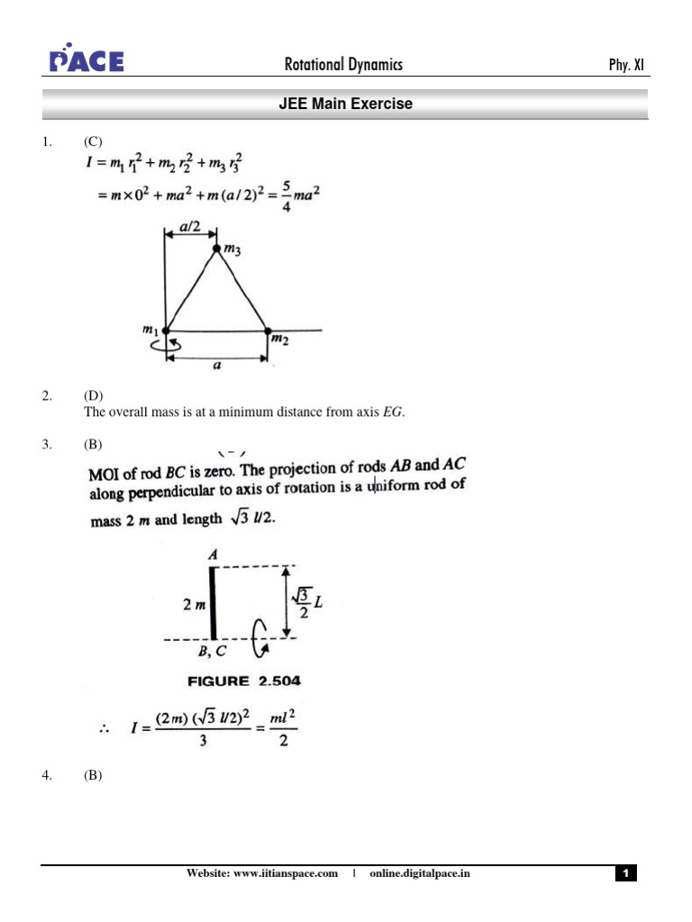 Rotational Dynamics JEE Main Exercise PYQ JEE Main Advanced | PDF | Rotation Around A Fixed Axis ...
