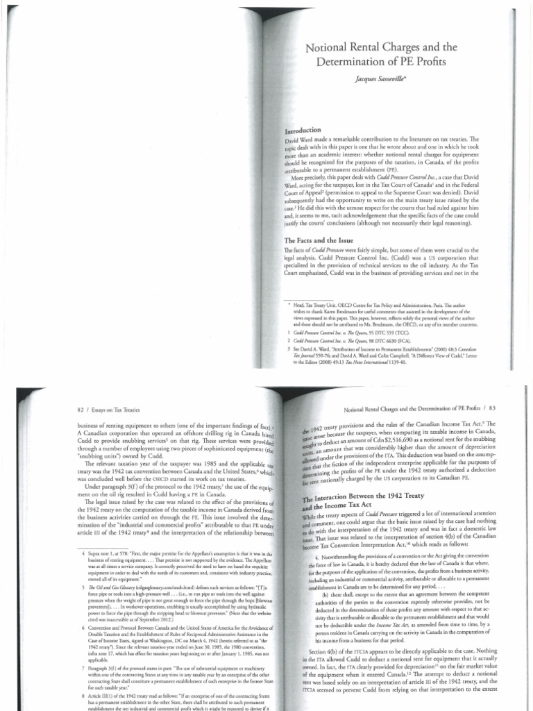 Notional Rent and PE Profit Taxation | PDF | Permanent Establishment ...