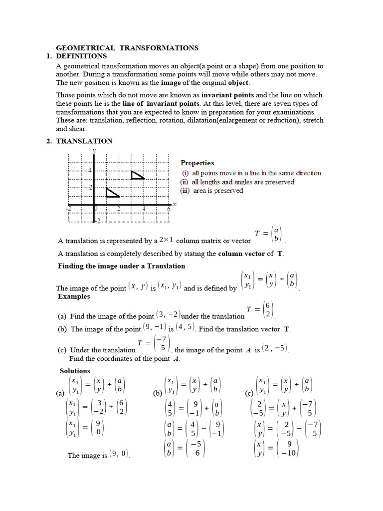 Geometrical Transformations-1 | PDF | Cartesian Coordinate System ...