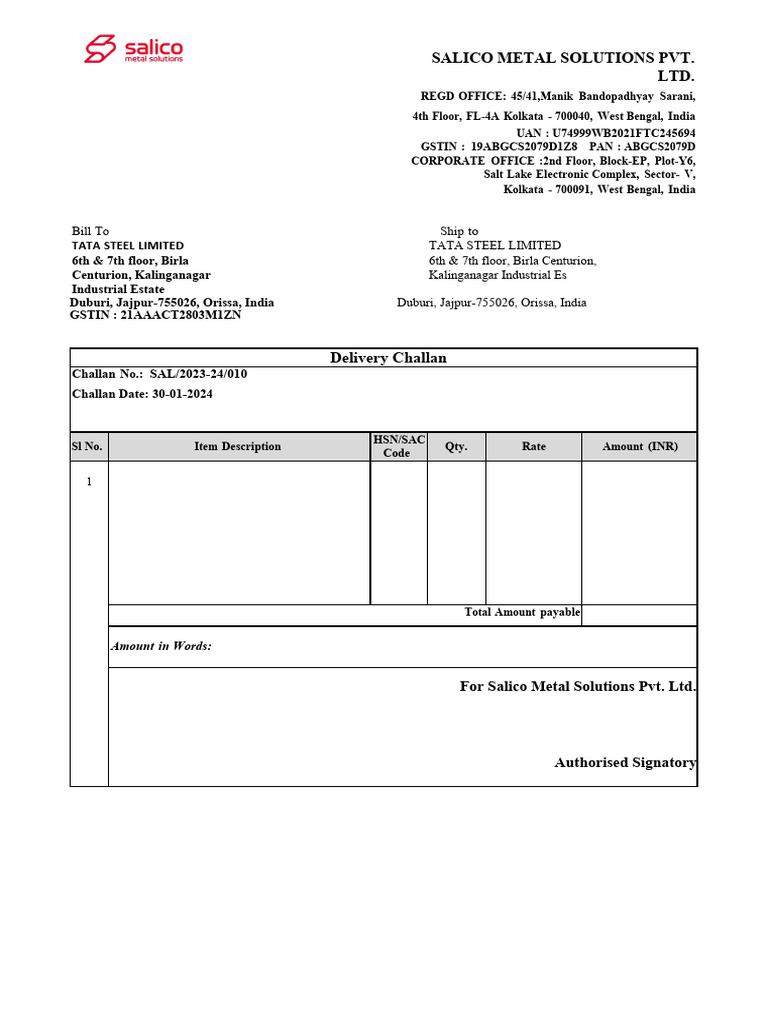 Delivery Challan Draft | PDF