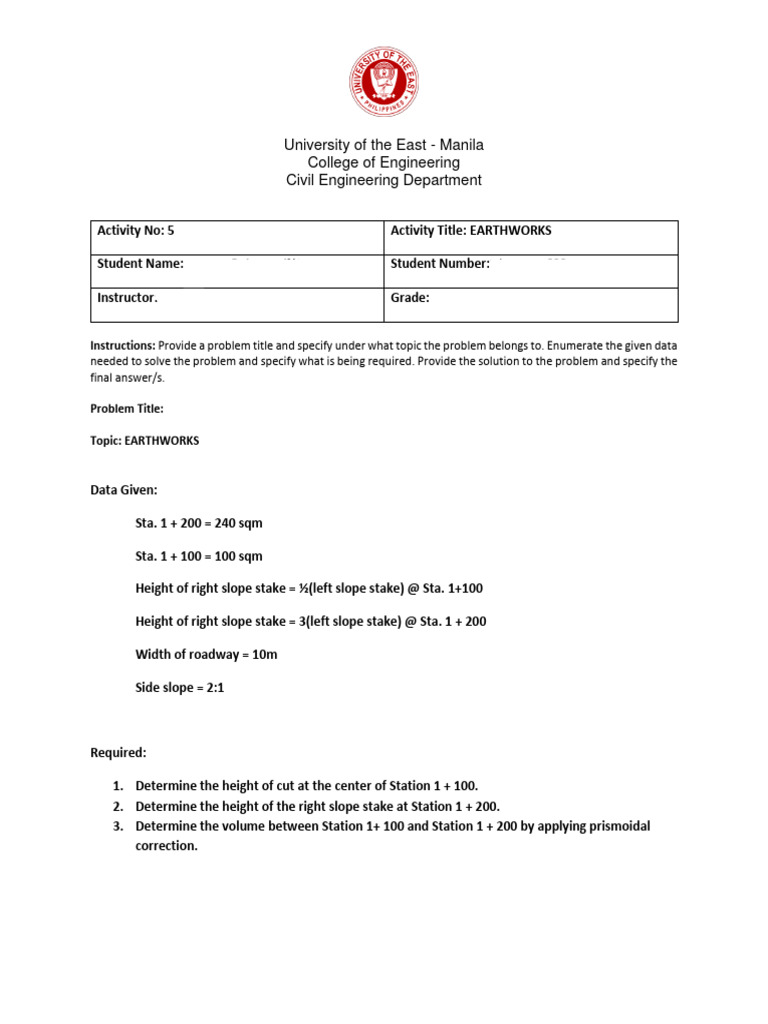 SURVEYING EARTHWORKS | PDF | Mathematics | Applied Mathematics
