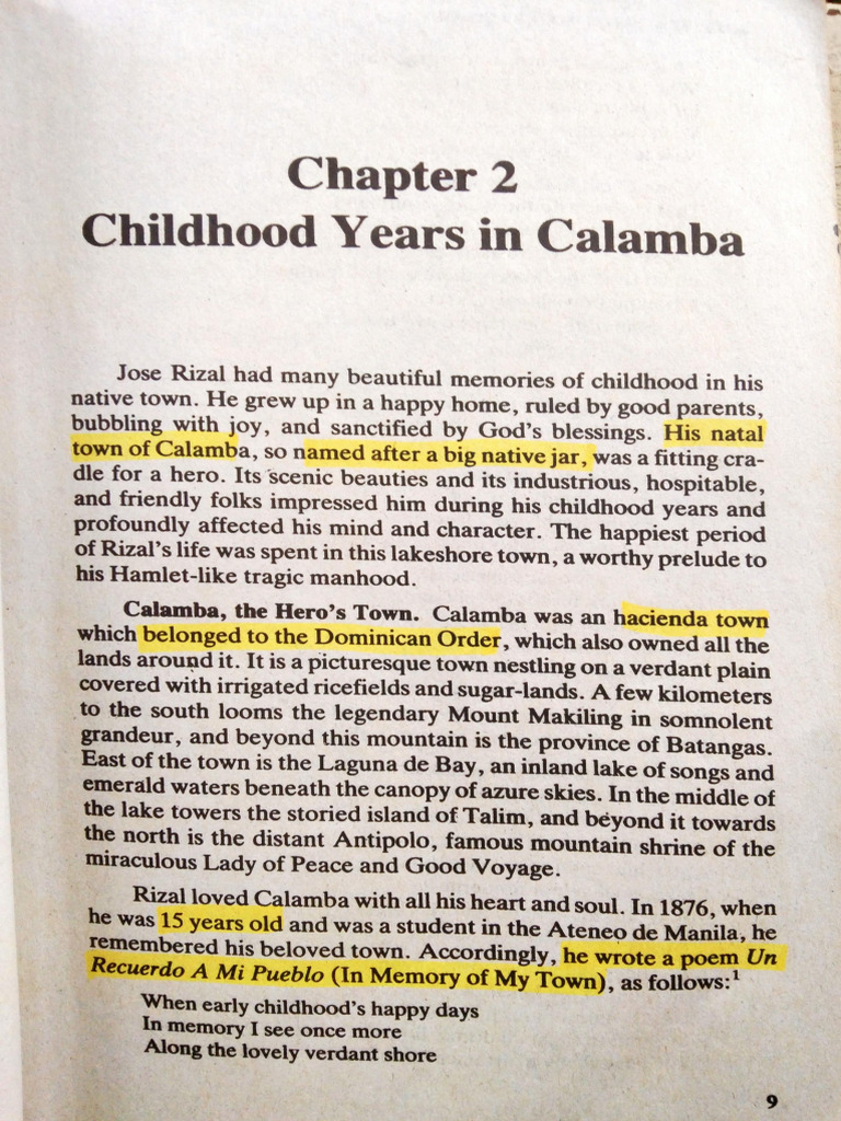 Childhood Years in Calamba | PDF