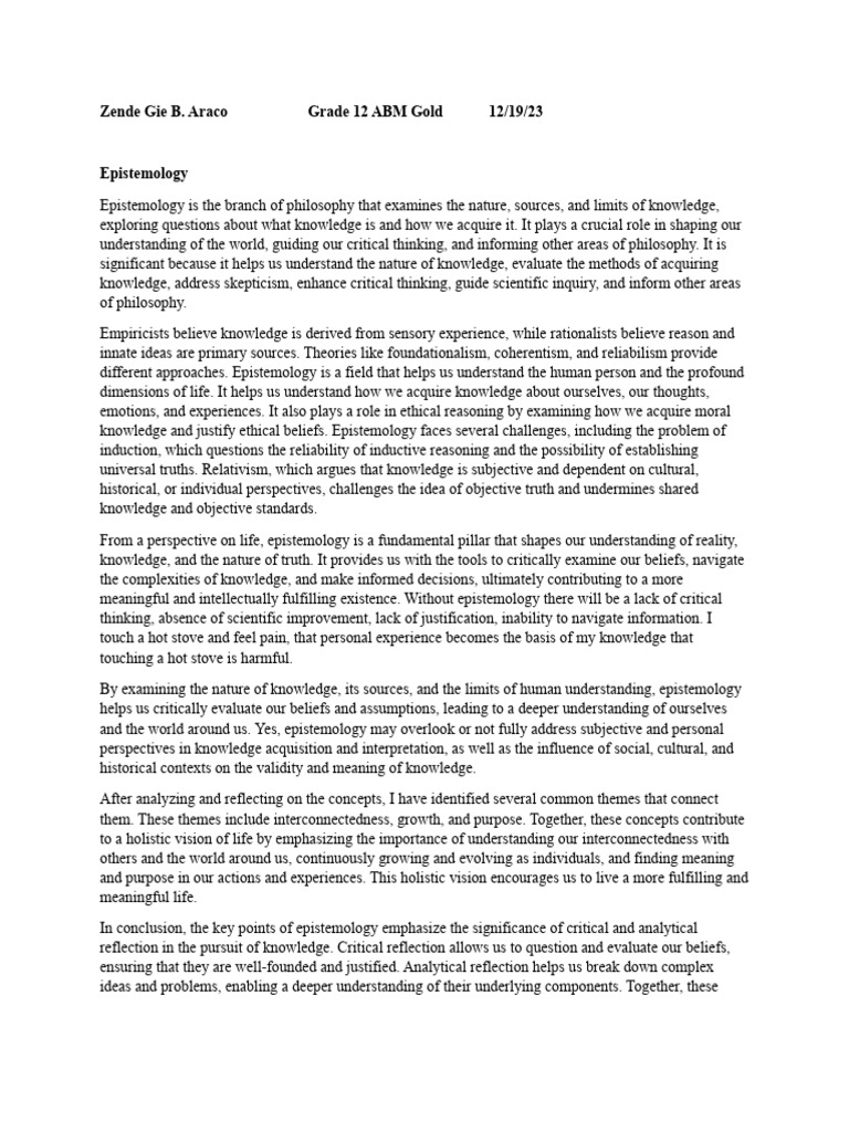 Philo Big PT | PDF | Epistemology | Knowledge