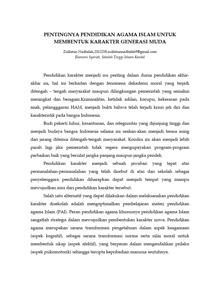 Peran Pendidikan Islam Dalam Menyongsong Generasi Muda Yang Berdidikasi ... Peran Pendidikan Islam Dalam Menyongsong Generasi Muda Yang Berdidikasi ...