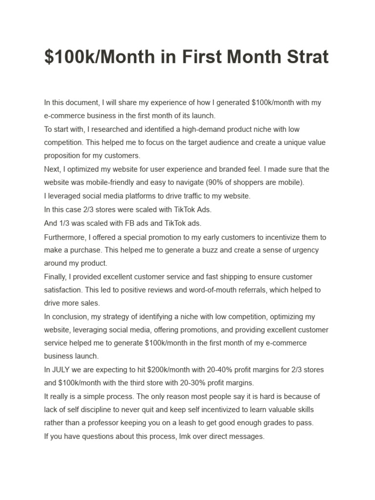 $100k/Month E-commerce Strategy | PDF | Business