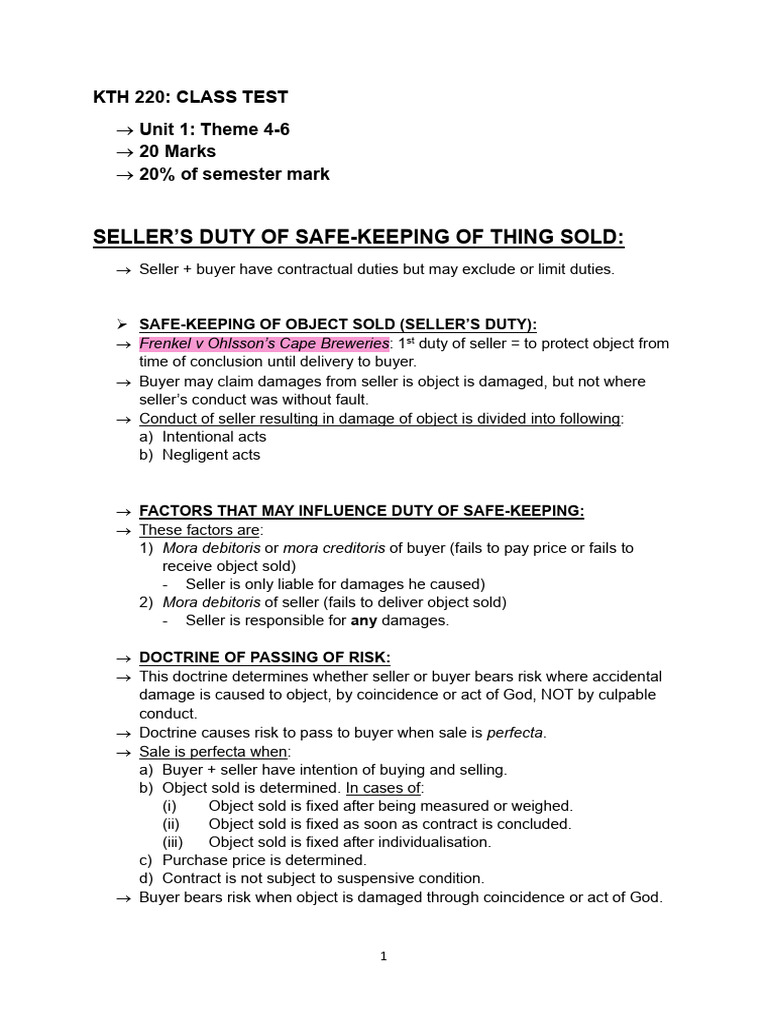 KTH 220 Class Test Notes (Final) | PDF | Payments | Cheque