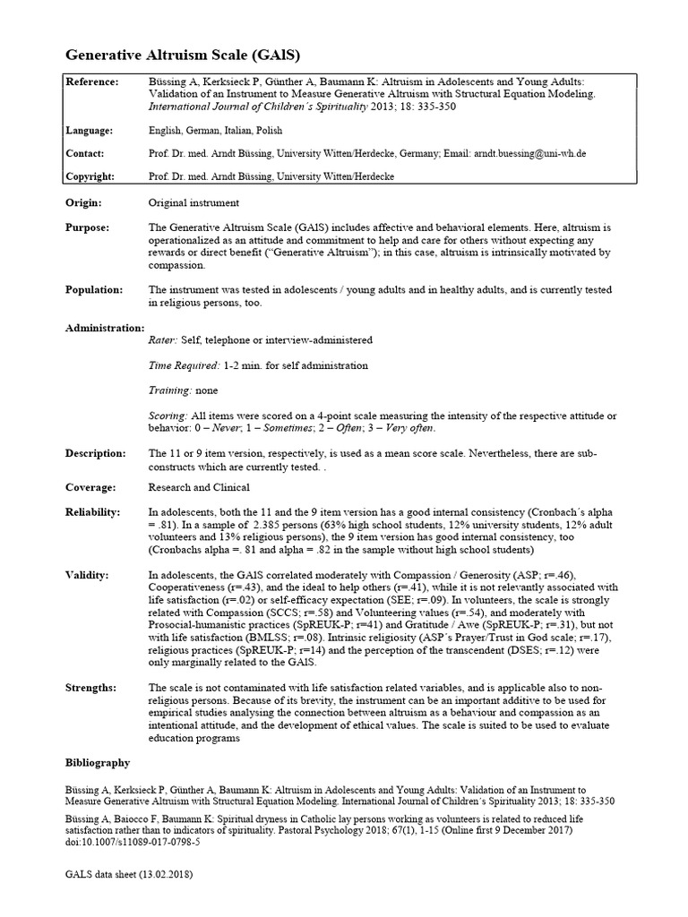 Altruism Data Sheet | Download Free PDF | Altruism | Spirituality