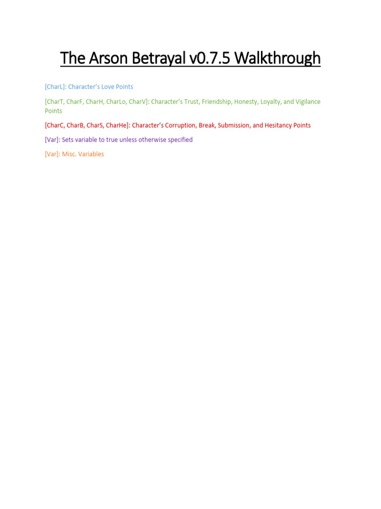 The Arson Betrayal Walkthrough | PDF