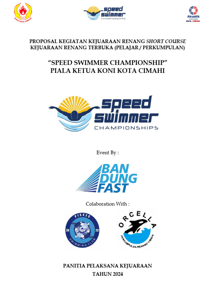 Ketentuan Lomba Speed Swimmer Piala Ketua Koni Cimahi 2024 | PDF