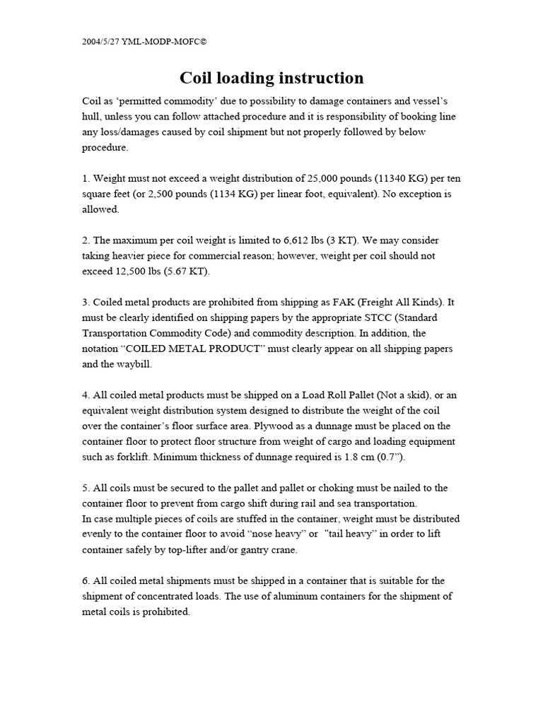 Coil Loading Instruction | PDF