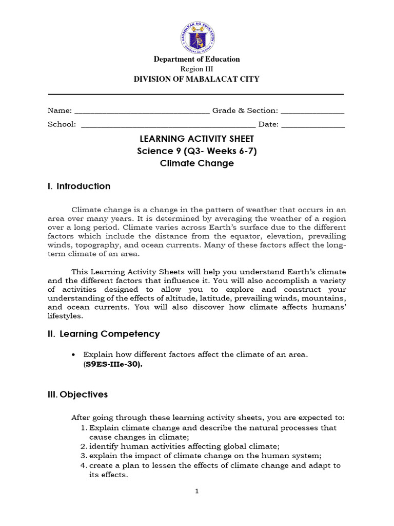 GQA Science 9 - Q3 - WK 6 7 - Climate Change | PDF