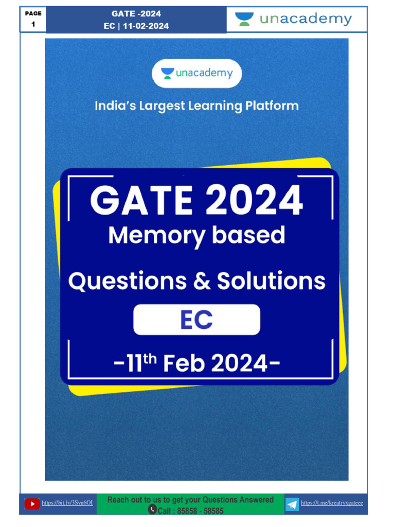 GATE 2024 EC Memory-Based | PDF | Electronic Engineering | Computer Engineering