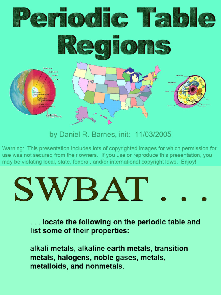 Periodic Table Regions DRB | PDF