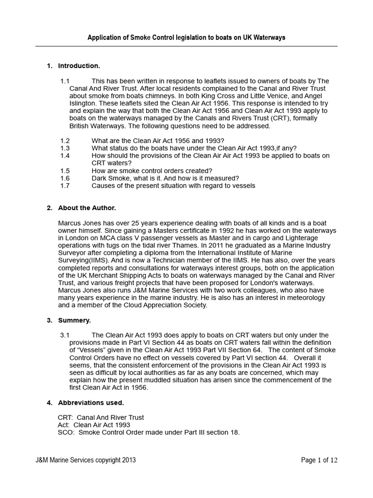 Clean Air Legislation and boats | PDF | Ships | Clean Air Act (United ...