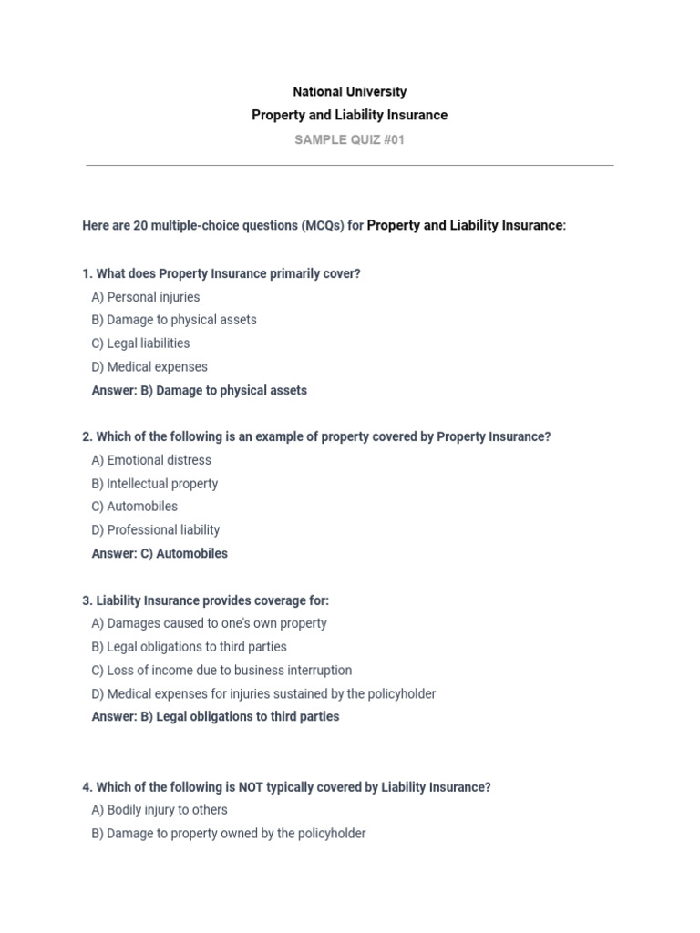 Property and Liability Insurance | PDF | Insurance | Liability Insurance