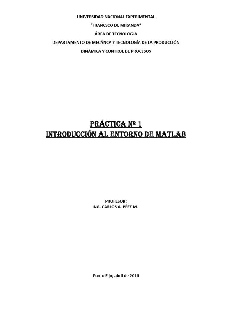Practica Nc2ba 1 Introduccic3b3n a Matlab | PDF | Matlab | Programación de computadoras