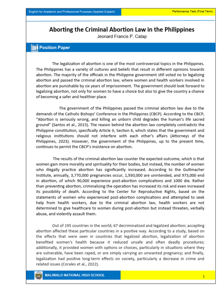 EAPP Position Paper Abortion | PDF | Abortion | Abortion Rights Movements