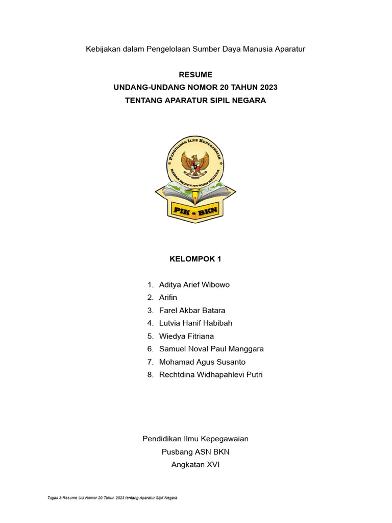 Resume UU 20 Tahun 2023 | PDF