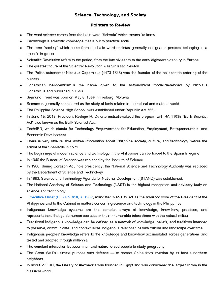 Sts Reviewer | PDF | Science | Knowledge