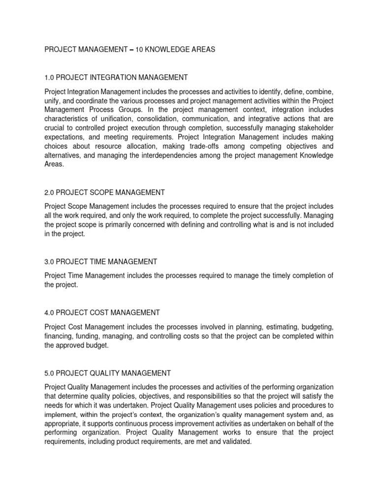 Ten Knowledge Areas in Project Management | PDF | Project Management | Procurement