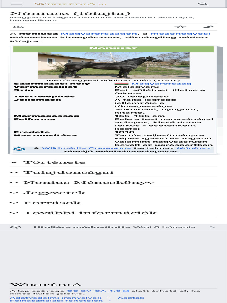 Nóniusz (Lófajta) - Wikipédia | PDF