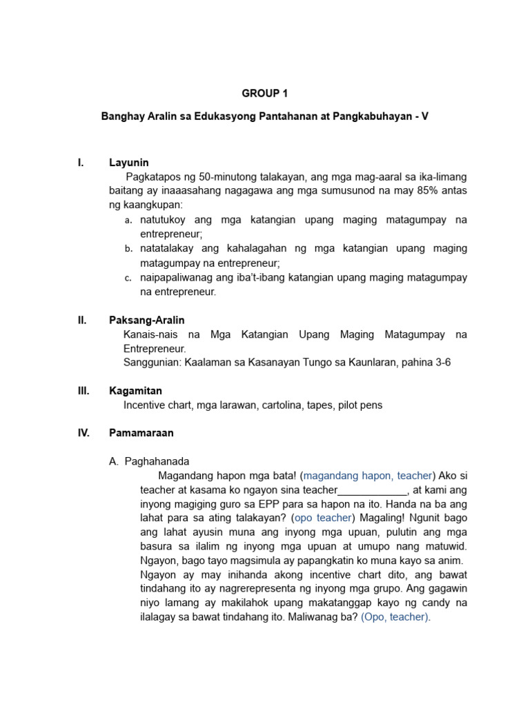 Epp Lessonplan Lis | PDF