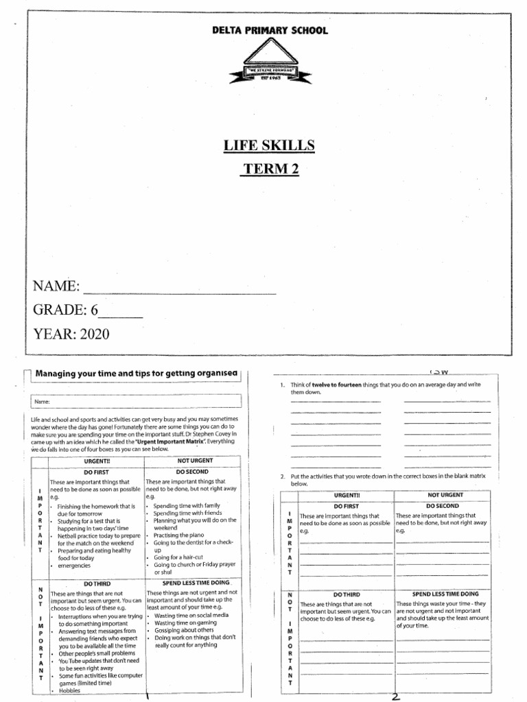 Grade 6 Life Skills Workbook Term 2 | PDF