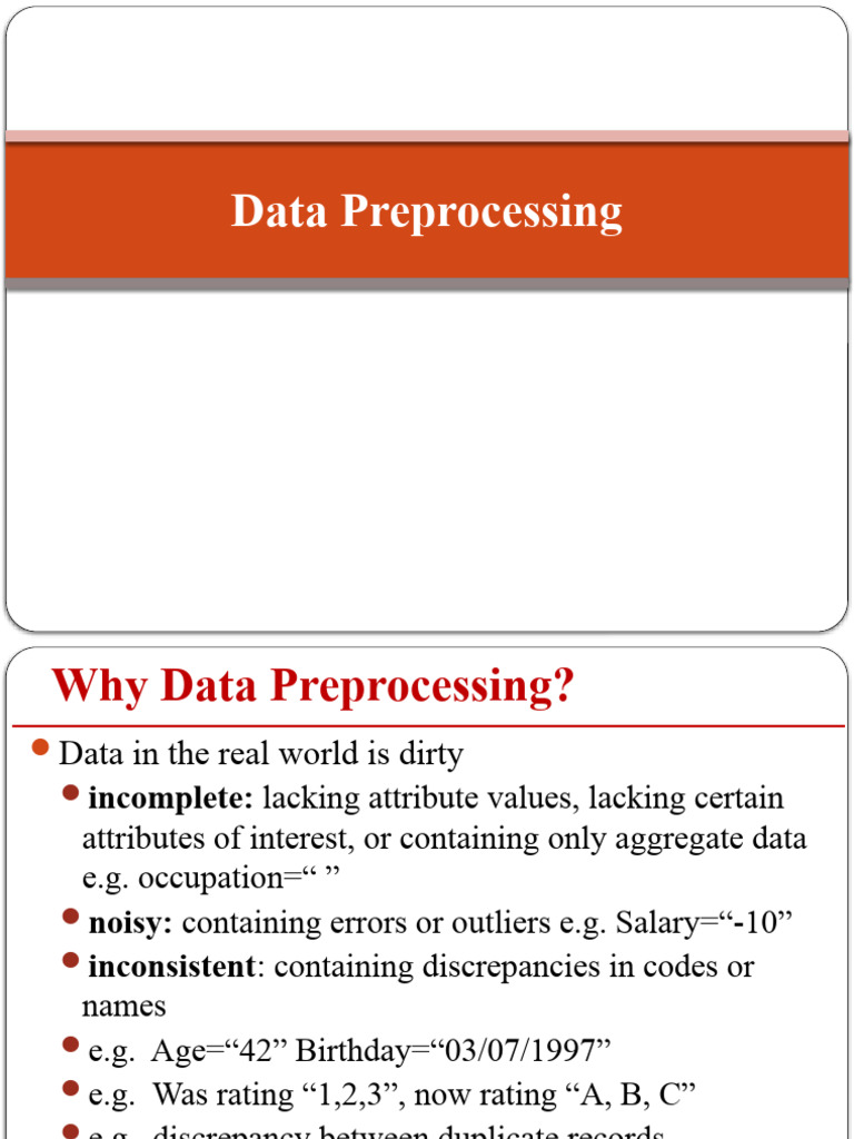 ICS 2408 - Lecture 2 - Data Preprocessing | PDF | Data | Regression Analysis