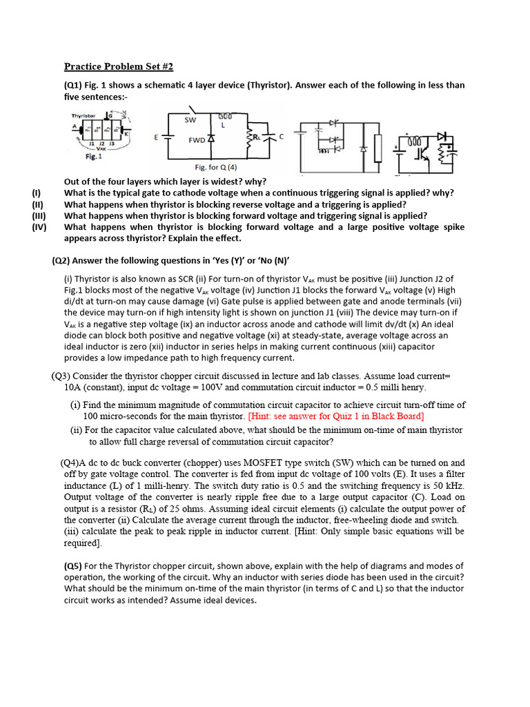 Practice Problem Set#2 | PDF | Electrical Network | Power Electronics Practice Problem Set#2 | PDF | Electrical Network | Power Electronics