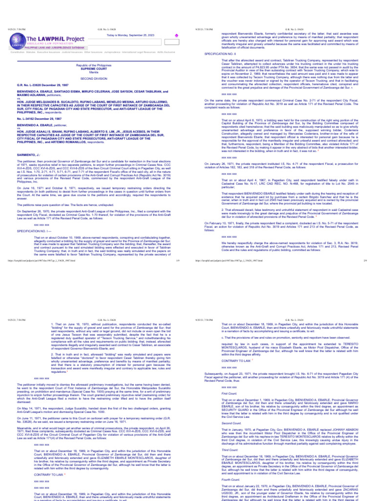 Anti-Graft Case: Ebarle vs. Sucaldito | PDF