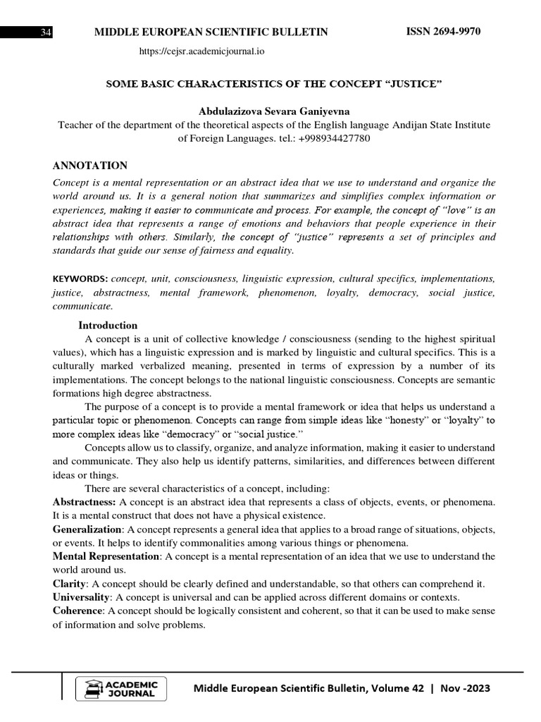 Some Basic Characteristics of The Concept "Justice" | PDF | Concept ...