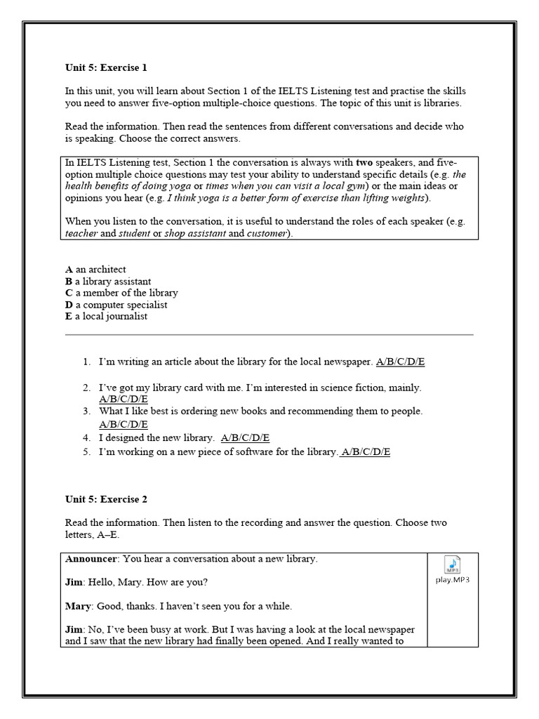 Unit 5 - Listening Exercise | PDF