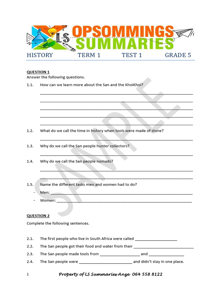 History Test Example Grade 5 | PDF | Social Science | Foreign Language ...