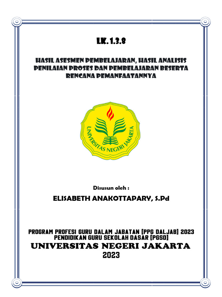 LK. 1.3.8 - E.Anakottapary - Hasil Asesmen Pembelajaran, Hasil Anlisis Penilaian Proses Dan ...