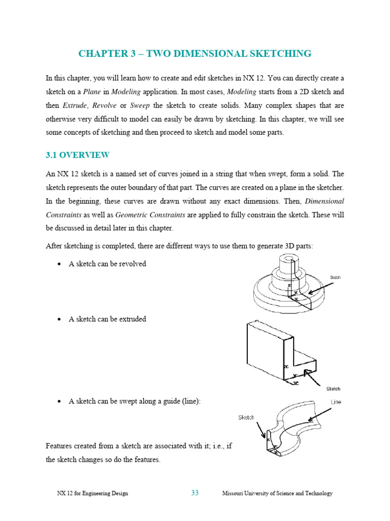 NX 12 Sketching Techniques Guide | PDF | Curve | Cartesian Coordinate ...