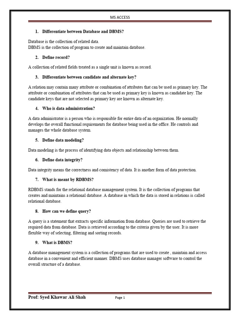 MS Access | Download Free PDF | Relational Database | Databases MS Access | Download Free PDF | Relational Database | Databases