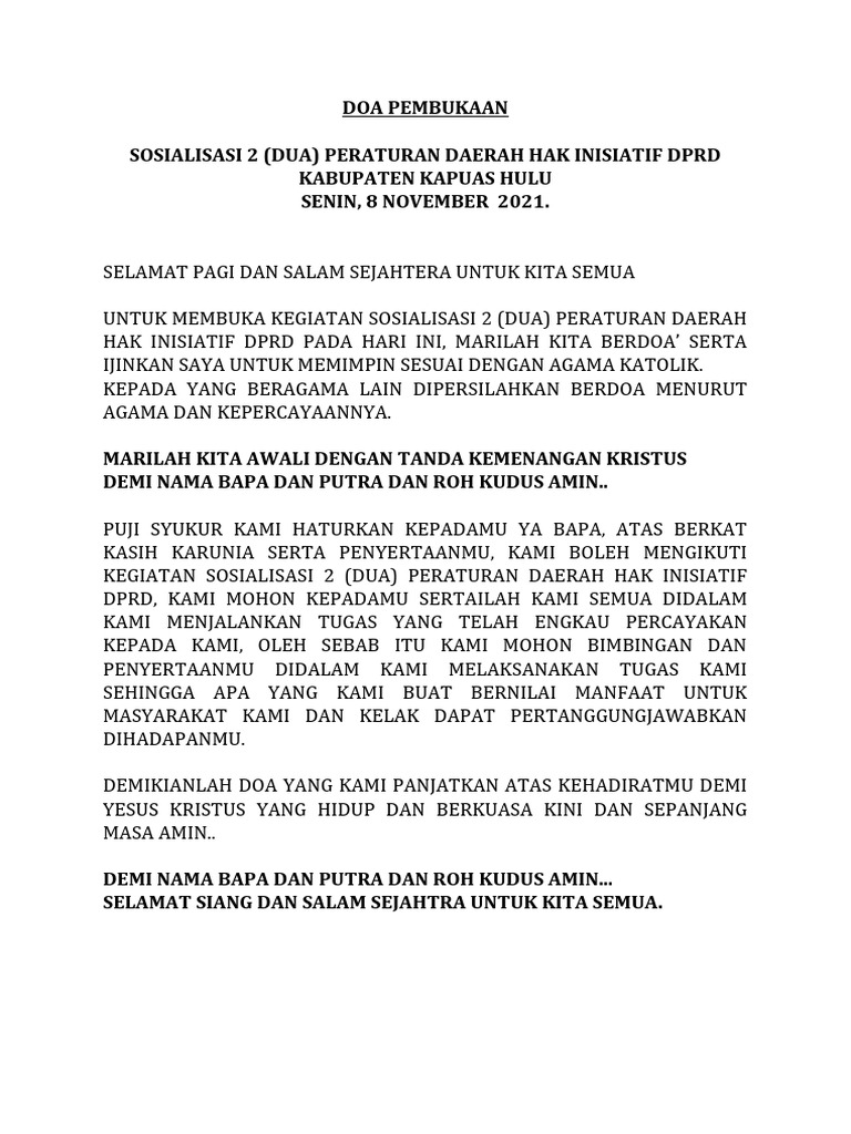 Doa Pembukaan | PDF | Agama & Spiritualitas | Politik