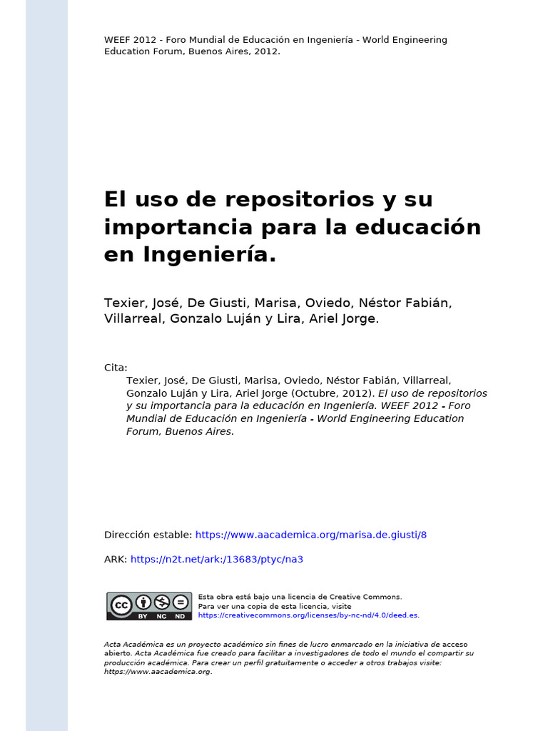 Repositorios en Educación de Ingeniería | PDF | Acceso abierto | Software