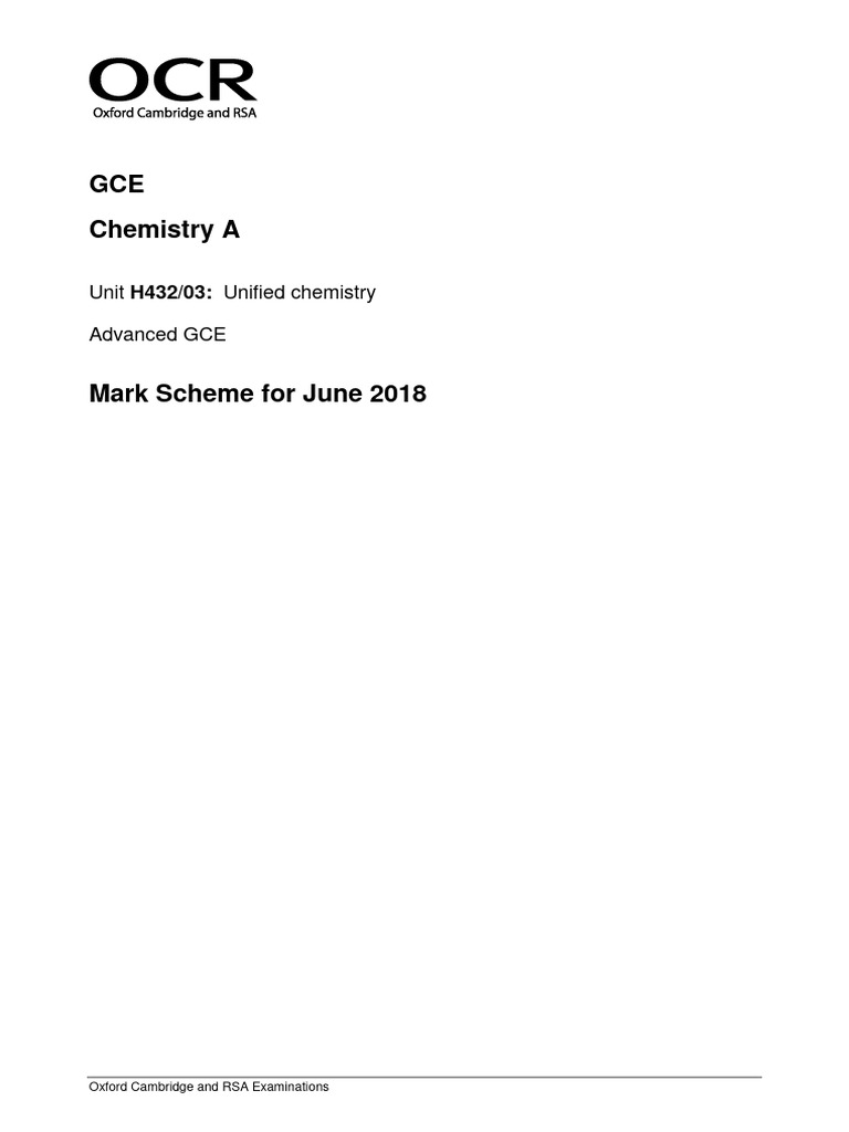 GCE Chemistry A Mark Scheme June 2018 | PDF | Intermolecular Force ...