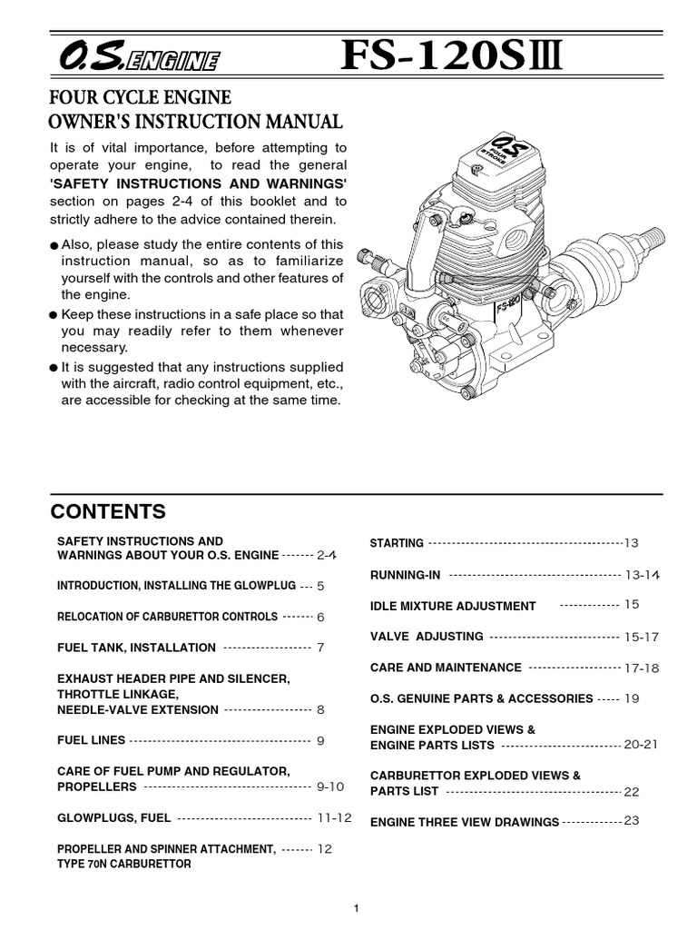 OS 120 4t Manual | PDF | Carburetor | Throttle