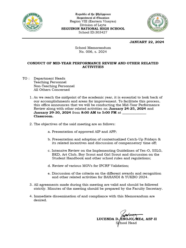 School Memo 006 | PDF | Government