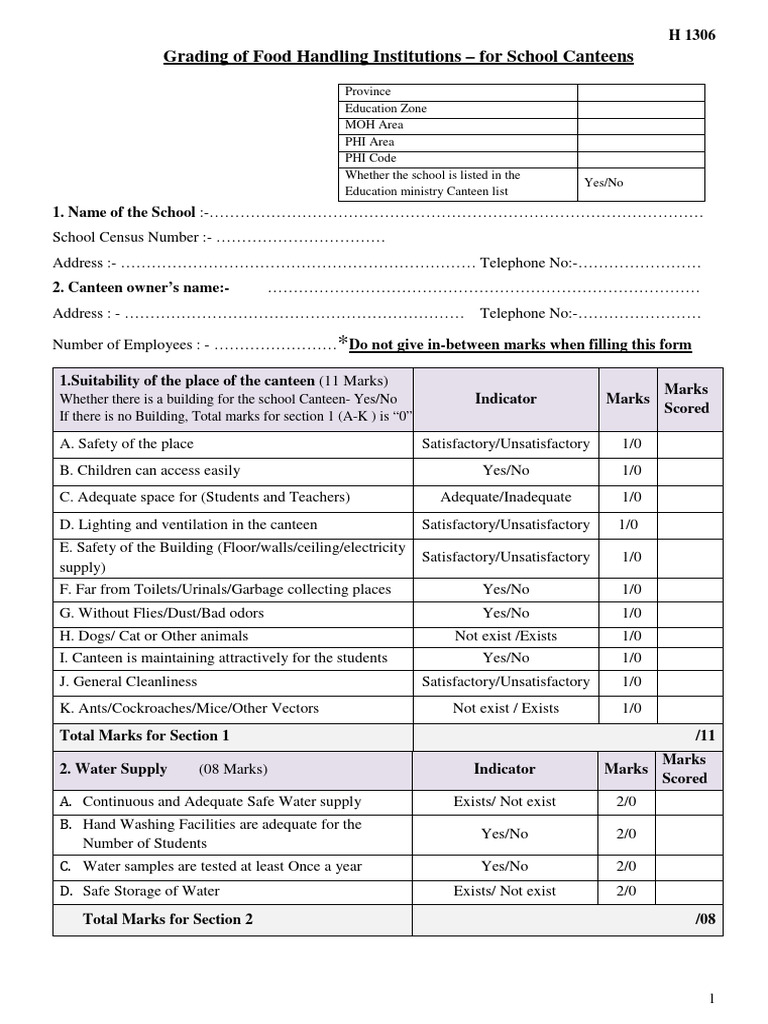 School Canteens Grading Formats - English | PDF | Sweet Potato | Foods