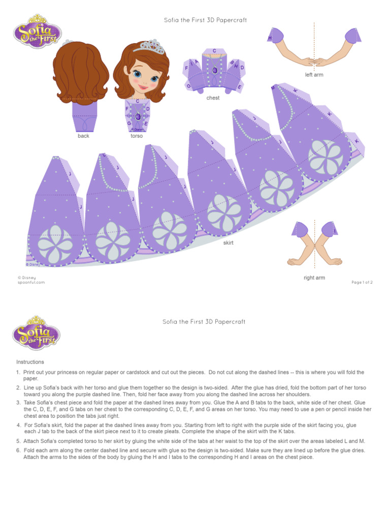 Sofia The First 3d Papercraft Craft Printable 1012 | PDF | Stationery ...
